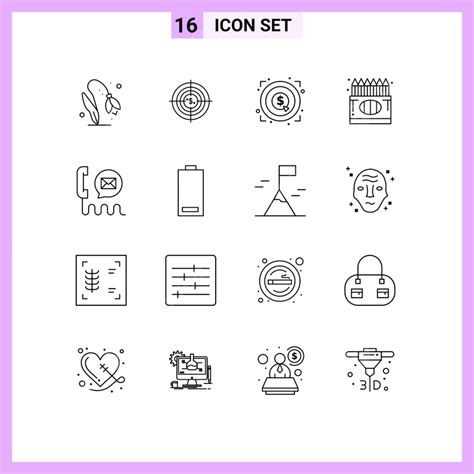 Pictogram Set Of 16 Simple Outlines Of Color Money Spring Outlines Png And Vector With
