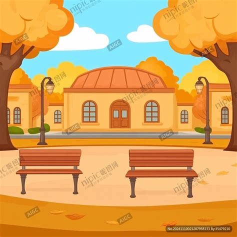 Ai创作图秋季公园长椅 城市公园休息区 秋天城市街景 公园长椅落叶 秋天公园长椅 落叶与长凳 公园休息场景 人民公园插画 路灯长椅场景 秋天街景 公园长椅秋色 街道风光秋天景色 城市广场插画