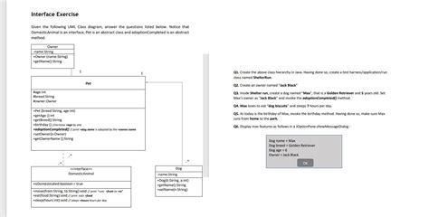Solved Interface Exercise Given The Following Uml Class