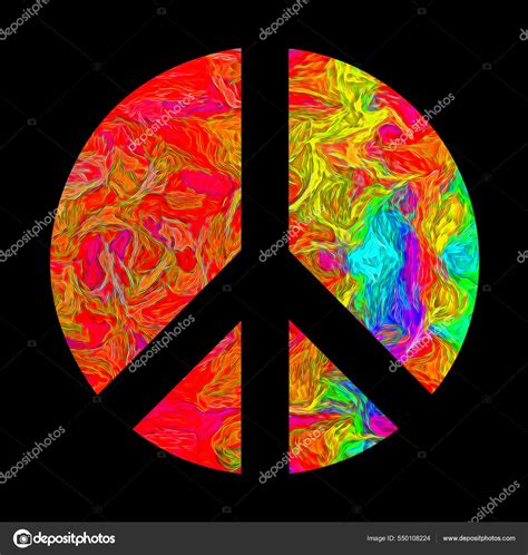 Peace Background Black Symbol Peace Filled Abtract Rainbow Colors Black