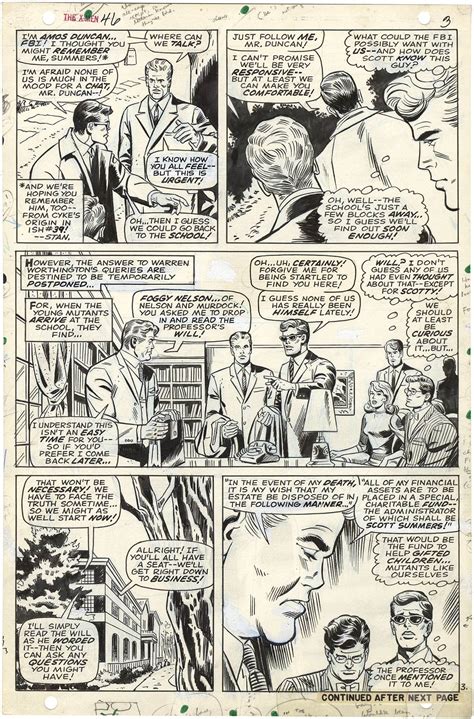 Original Comic Art By X Men 46 P3 Professor Xs Will Nostalgic Investments