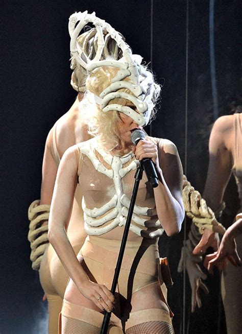 Lady Gaga Performing In Some Strange Outfit On Concert And Upskirt