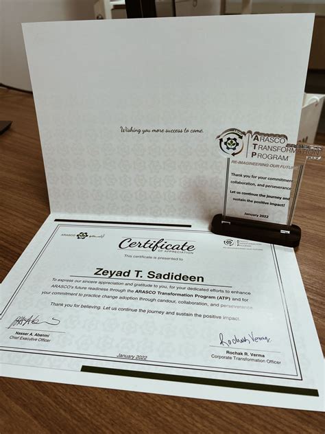 Honored To Have Received This Certificate Of Achivement For My Involvement And Participation In