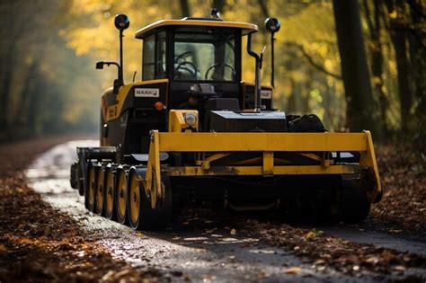 Efficient Motor Grader For Road Maintenance Premium Ai Generated Image