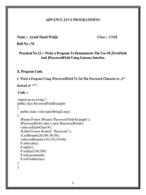 Ayush Practical No 12 Pdf Password Computer Programming