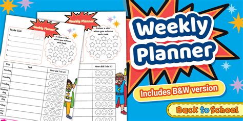 Weekly Planner Worksheet Teacher Made Twinkl