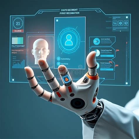 Robot Hand Interacting With Advanced Futuristic User Interface