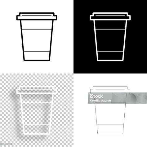 일회용 컵 디자인 아이콘입니다 빈 흰색 및 검은색 배경 선 아이콘 일회용 컵에 대한 스톡 벡터 아트 및 기타 이미지 일회용