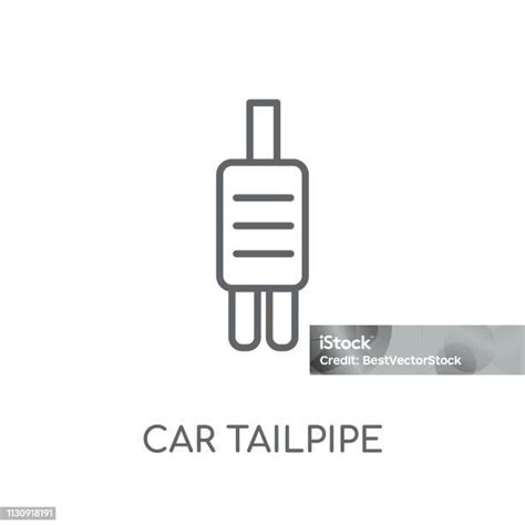 자동차 테일 파이프 선형 아이콘입니다 자동차 부품 컬렉션에서 흰색 배경에 현대 개요 자동차 테일 파이프 로고 개념 가솔린에 대한