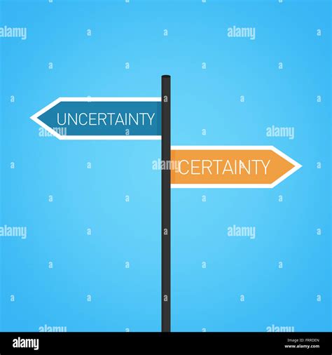Uncertainty Vs Certainty Choice Road Sign Concept Flat Design Stock