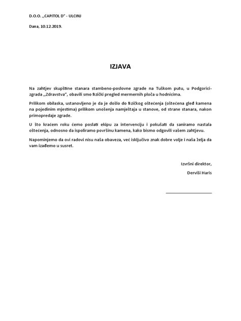 Izjava Haris Pdf