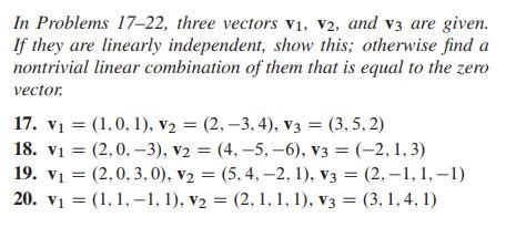 Solved In Problems 17 22 Three Vectors V1 V2 And V3 Are Chegg Com