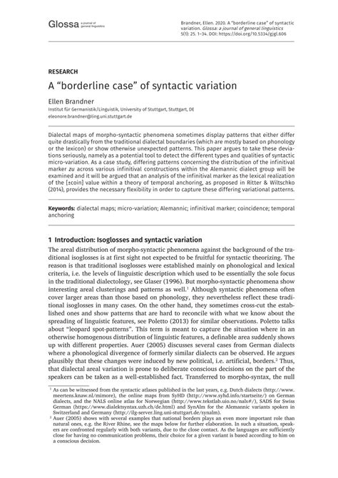 Pdf A “borderline Case” Of Syntactic Variation