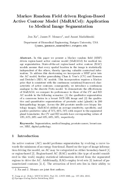 Pdf Markov Random Field Driven Region Based Active Contour Model Maracel Application To
