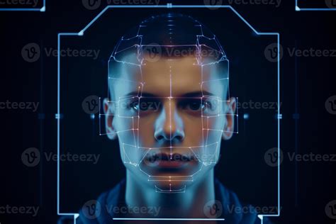 Ai Generated Face Recognition Technology Concept Man In The Biometric