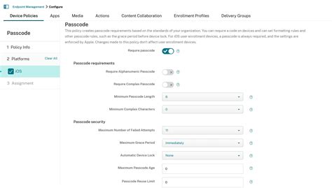 Passcode Device Policy Technical Preview Citrix Endpoint Management