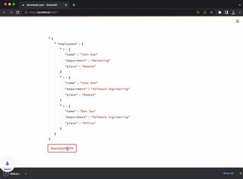Does Stdownloadbutton Support Downloading Json Format Using Streamlit Streamlit