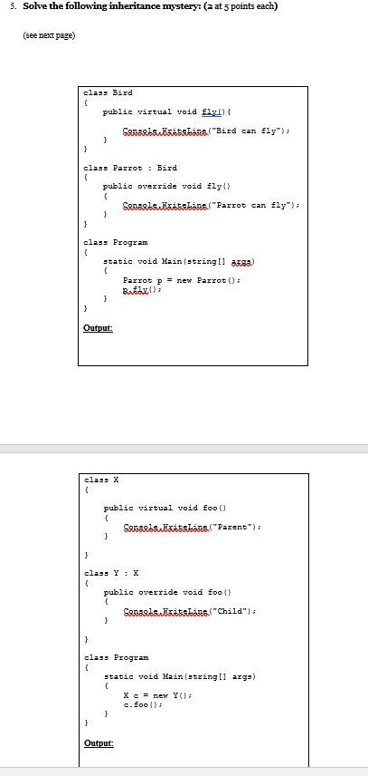 Solved 5 Solve The Following Inheritance Mystery A At 5