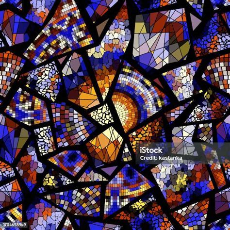 벡터 원활한 모자이크 아트 패턴입니다 예술 모자이크 배경입니다 스테인드글라스에 대한 스톡 벡터 아트 및 기타 이미지 스테인드글라스 깨짐 부서짐 Istock