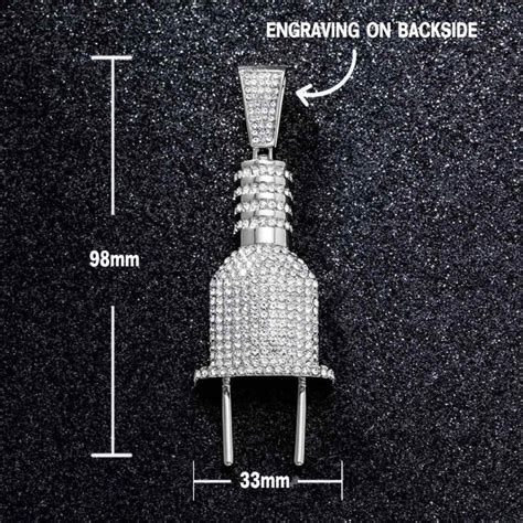 Iced Plug Pendant With Iced Cuban Chain Set In White Gold Helloice