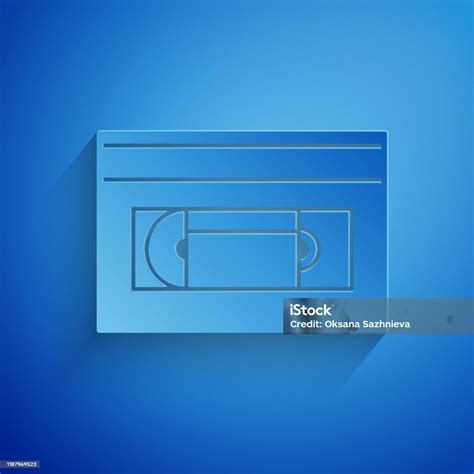 파란색 배경에 분리 된 종이 컷 Vhs 비디오 카세트 테이프 아이콘 종이 아트 스타일입니다 벡터 일러스트레이션 0명에 대한 스톡 벡터 아트 및 기타 이미지 Istock