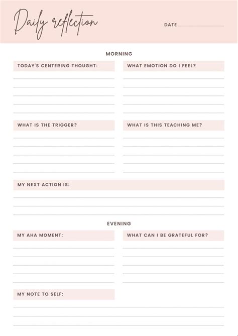 The Daily Reflection Printable Is Shown In Pink