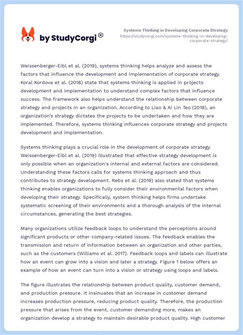 Systems Thinking In Developing Corporate Strategy Free Essay Example