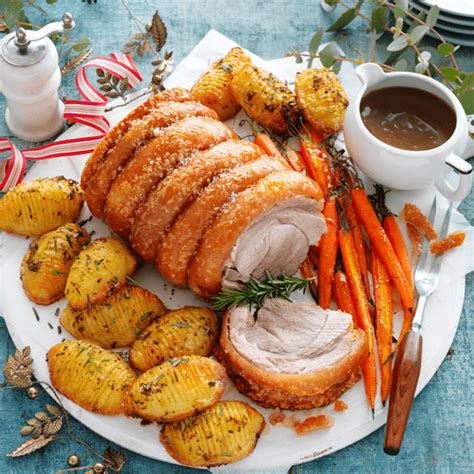 Roast Pork Shoulder With Potatoes Carrots And Gravy Recipe Otway Pork