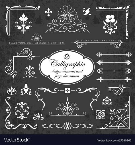 Collection Graphic Elements On Chalkboard Vector Image