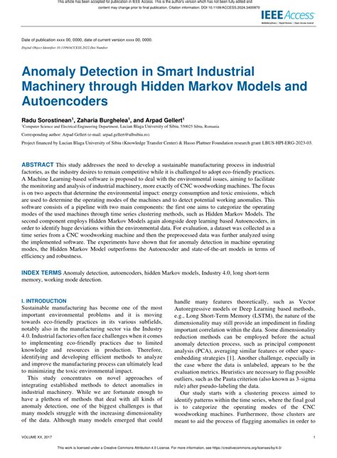 Pdf Anomaly Detection In Smart Industrial Machinery Through Hidden