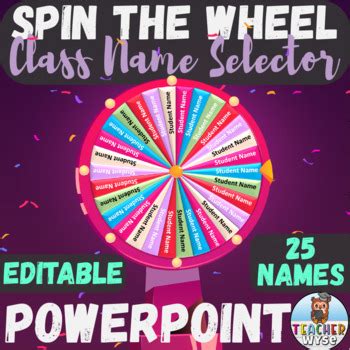 Spin The Wheel Digital Class Name Selector For PowerPoint Editable Names