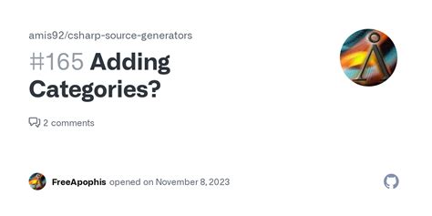 Adding Categories · Issue 165 · Amis92csharp Source Generators · Github