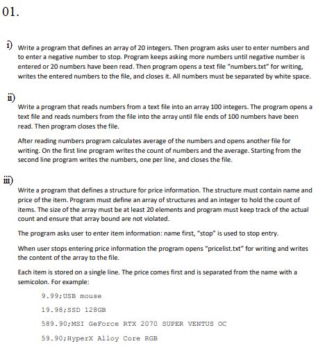 Solved Write In C Language With Some Side Note Please Put