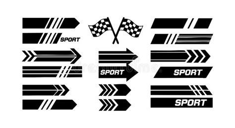 Sport Racing Arrows Flags Vector Set For Dynamic Design Elements And