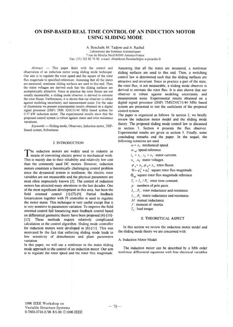 Pdf On Dsp Based Real Time Control Of An Induction Motor Using