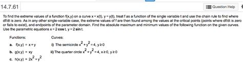 solved 14 7 61 question help to find the extreme values of a