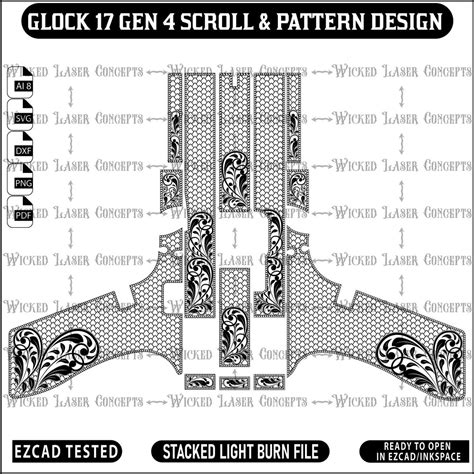 Glock Gen Scroll Design With Stacked Lightburn File Etsy