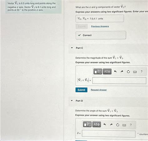 Solved Vector Vec V Is Units Long And Points Along Chegg Com