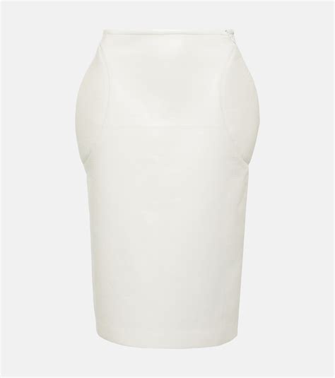 Leather Pencil Skirt In White Alaia Mytheresa