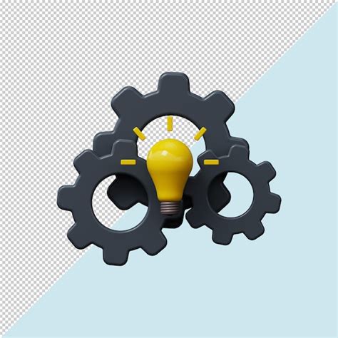 Premium Psd Idea Icon Incandescent Lamp With Gear Wheel Symbols 3d Render