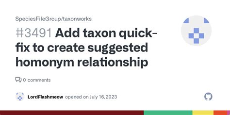 Add Taxon Quick Fix To Create Suggested Homonym Relationship · Issue 3491 · Speciesfilegroup