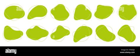 Abstract Organic Liquid Amoeba Blob Shapes Vector Collection Isolated On White Background Green