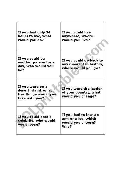 Second Conditional Speaking Cards Esl Worksheet By Elciri