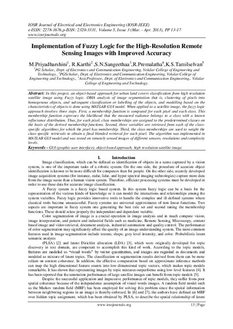 pdf implementation of fuzzy logic for the high resolution remote