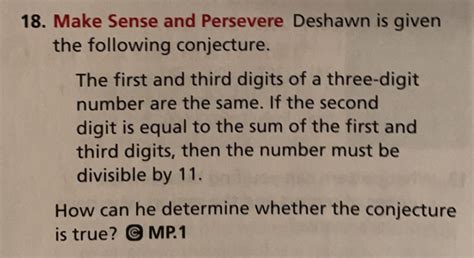 Solved Make Sense And Persevere Deshawn Is Given The Following Conjecture The First And Third