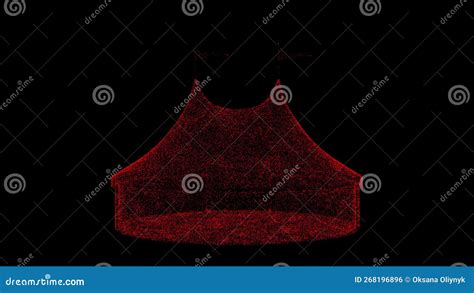 3d Circus Tent With Flags On Black Background Object Consisting Of Red Flickering Particles