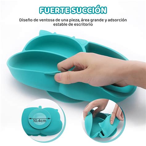 Комплект за хранене на бебета Силиконов 1 чиния с отделения Лъжица и