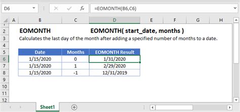 eomonth function last day of month excel sheets vba