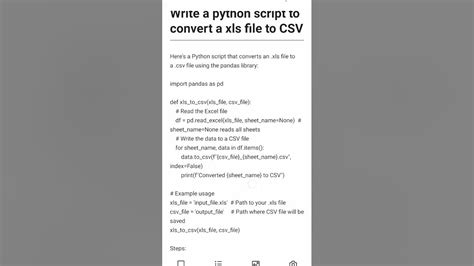 How To Write A Python Script To Convert Xls File To Csv File