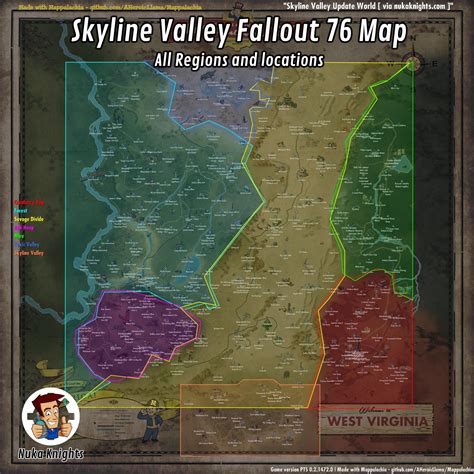 Fallout 76 New Appalachia Map Incl Skyline Valley And All Regions And Locations Fallout 76